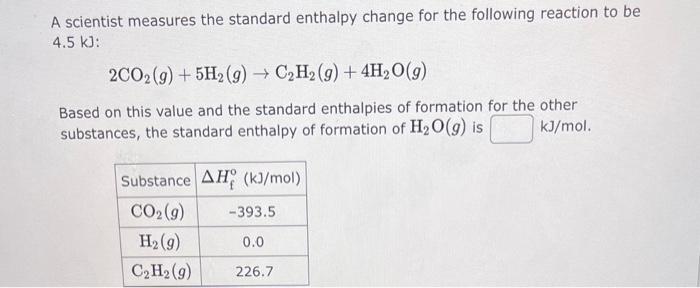 Solved A scientist measures the standard enthalpy change for | Chegg.com