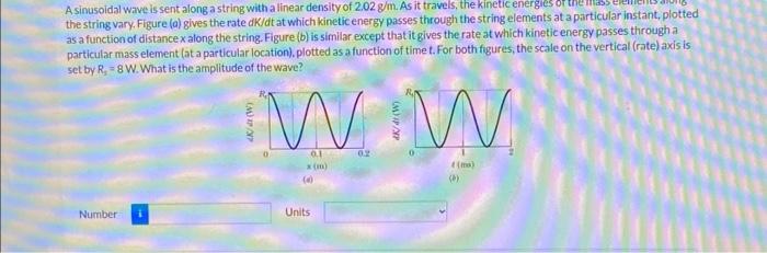 Solved A sinusoidal wave is sent along a string with a | Chegg.com