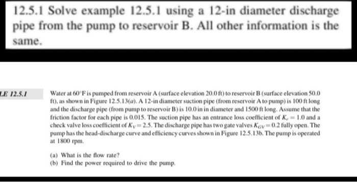 Solved 12.5.2 Solve example 12.5.1 assuming the reservoir | Chegg.com