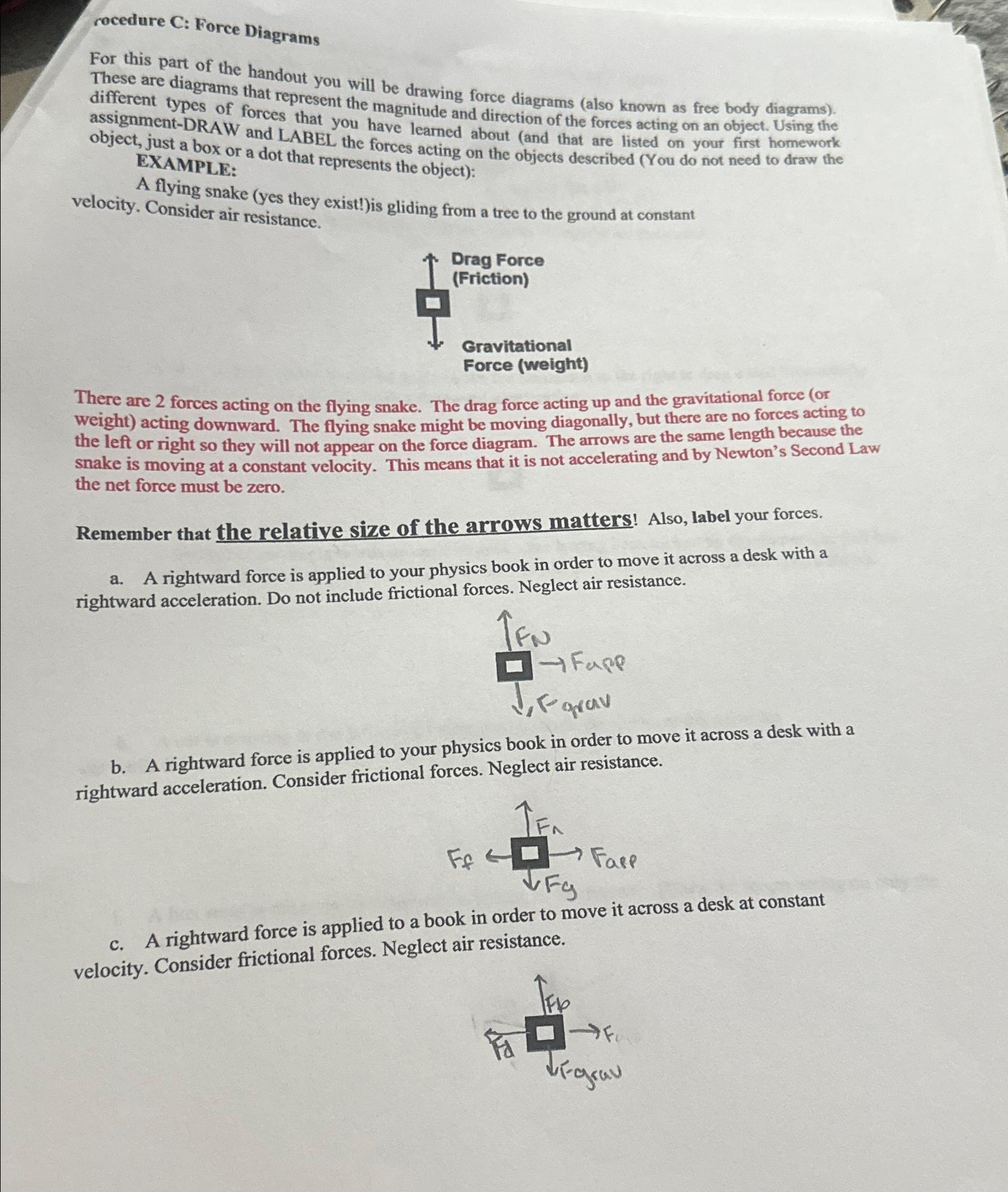 Solved rocedure C ﻿: Force DiagramsFor this part of the | Chegg.com