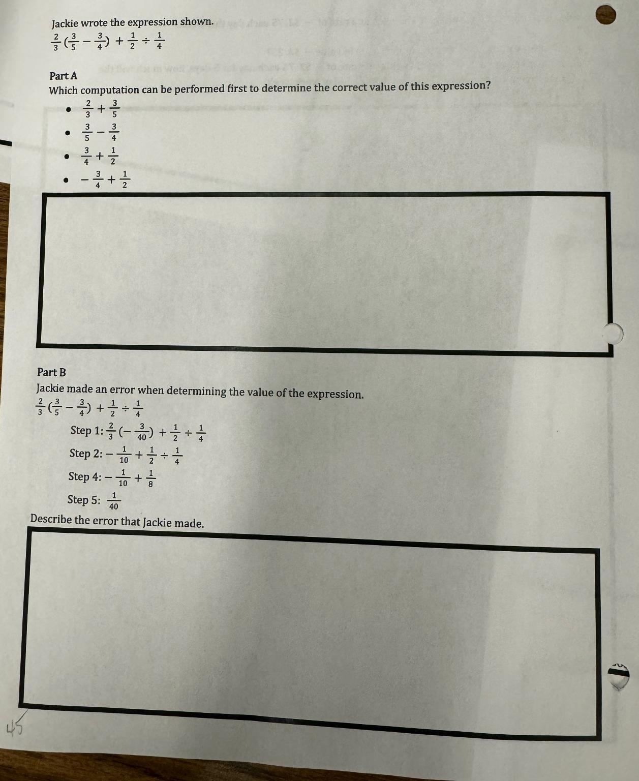 Solved Jackie wrote the expression shown.23(35-34)+12÷14Part | Chegg.com