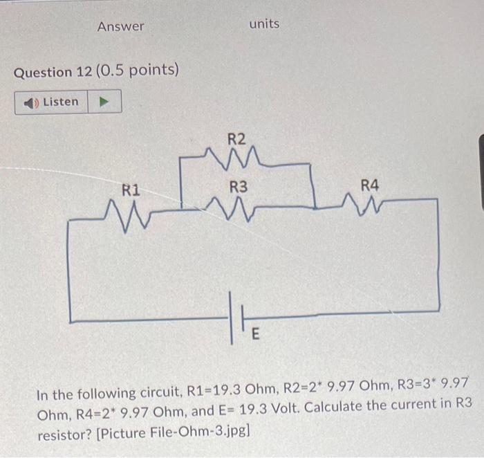 Solved In the following circuit, R1=19.3 Ohm, R2=2*9.97 Ohm, | Chegg.com