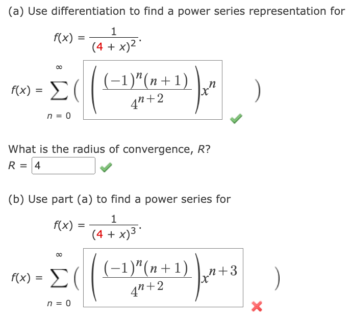 Solved (a) ﻿Use differentiation to find a power series | Chegg.com