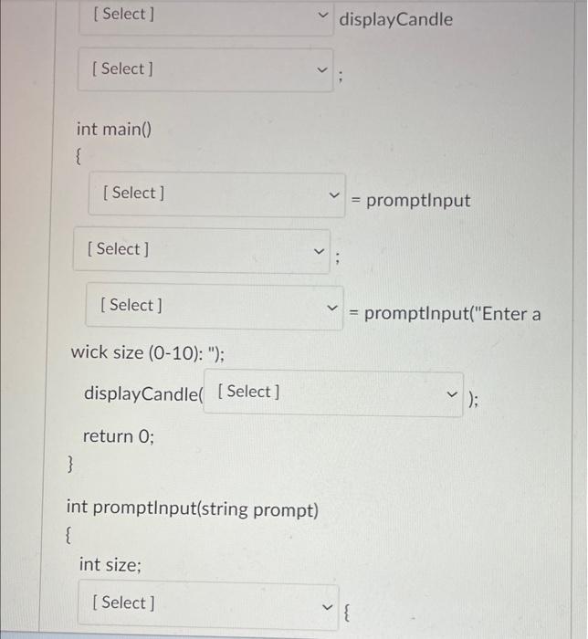 Solved int size: cout ≪ prompt; cin >> size; \} void | Chegg.com