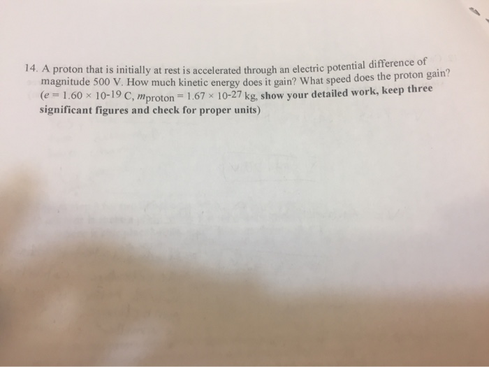 Solved 14. A proton that is initially at rest is accelerated | Chegg.com