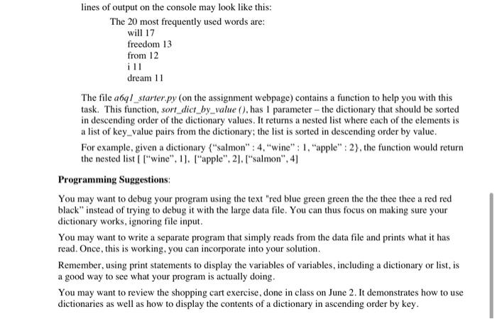 Solved Purpose: To practice using dictionaries, lists and | Chegg.com