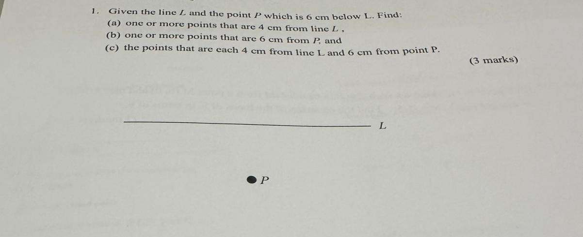 Solved Given the line L ﻿and the point P ﻿which is 6cm | Chegg.com