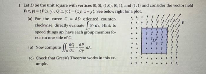Solved 1. Let D be the unit square with vertices (0,0), | Chegg.com