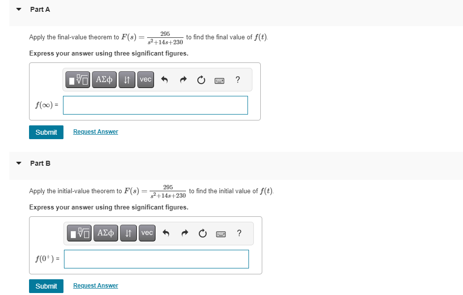 Solved Part AApply the final-value theorem to | Chegg.com