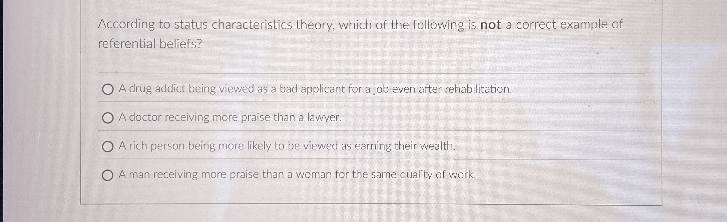 Solved According to status characteristics theory, which of | Chegg.com