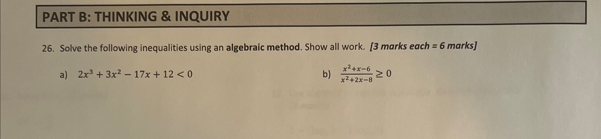 Solved PART B: THINKING & INQUIRY26. ﻿Solve the following | Chegg.com