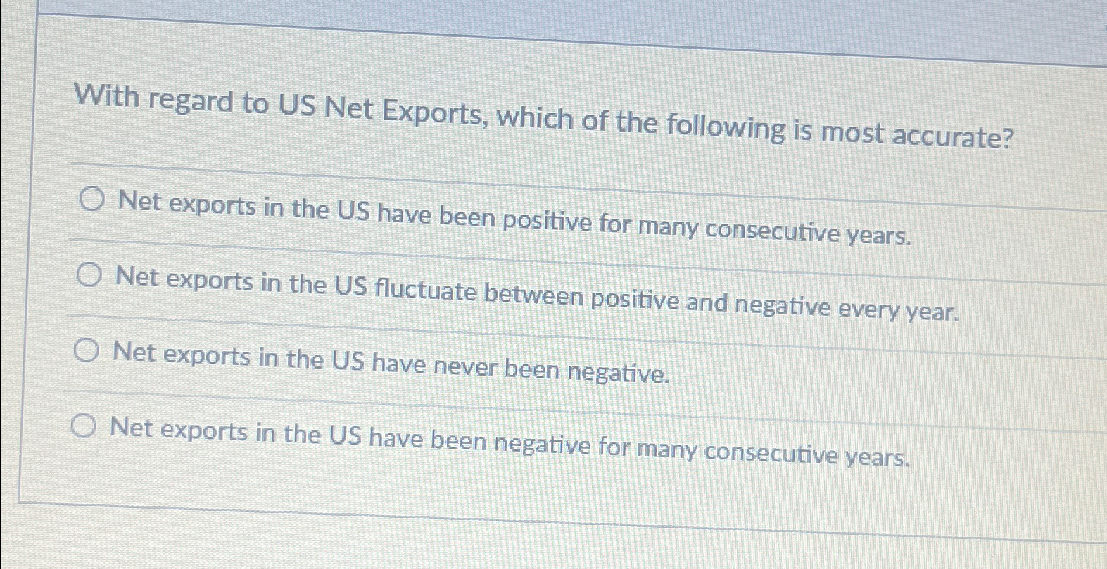 Solved With regard to US Net Exports, which of the following | Chegg.com