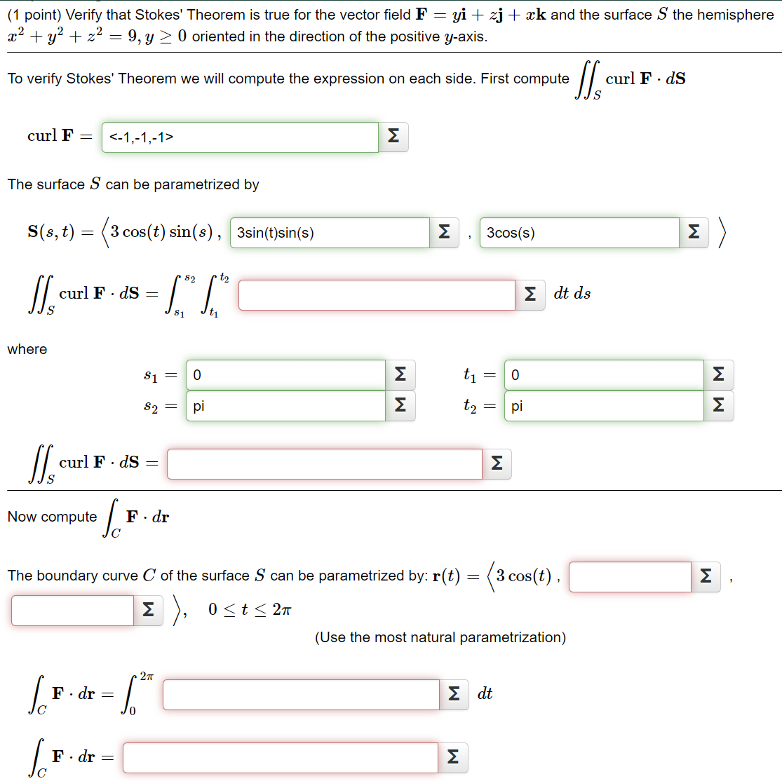 Solved (1 point) Verify that Stokes' Theorem is true for | Chegg.com Solved (1 point) Verify that Stokes' Theorem is true for | Chegg.com