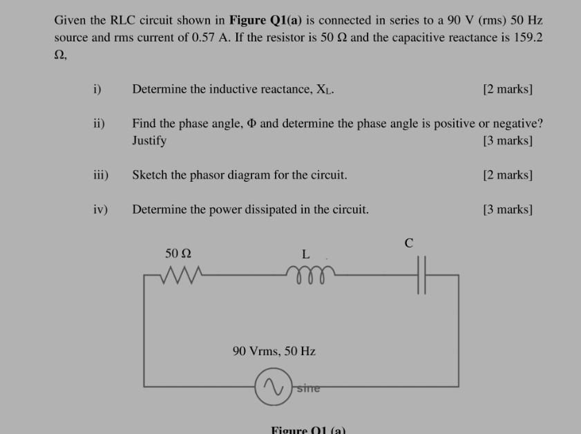 Solved Given the RLC circuit shown in Figure Q1(a) is | Chegg.com