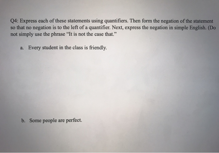 Solved Q4: Express each of these statements using | Chegg.com