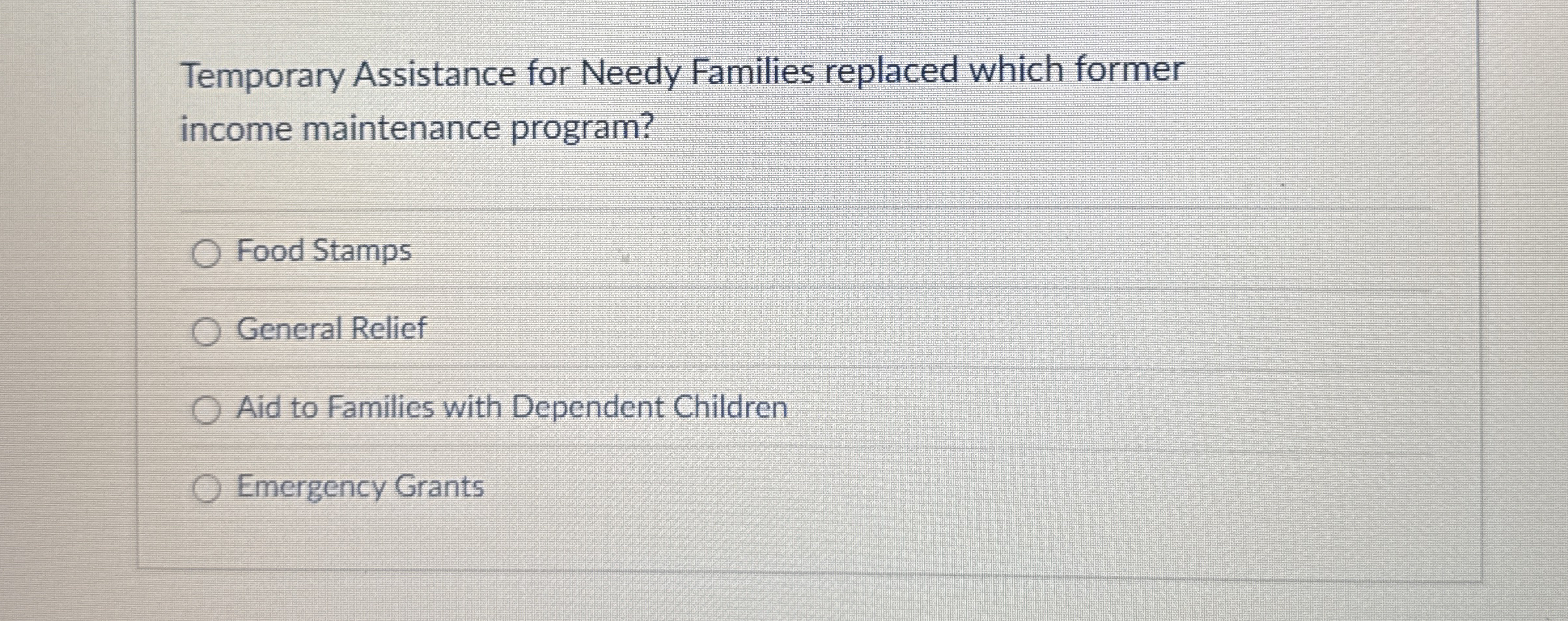 Solved Temporary Assistance for Needy Families replaced | Chegg.com