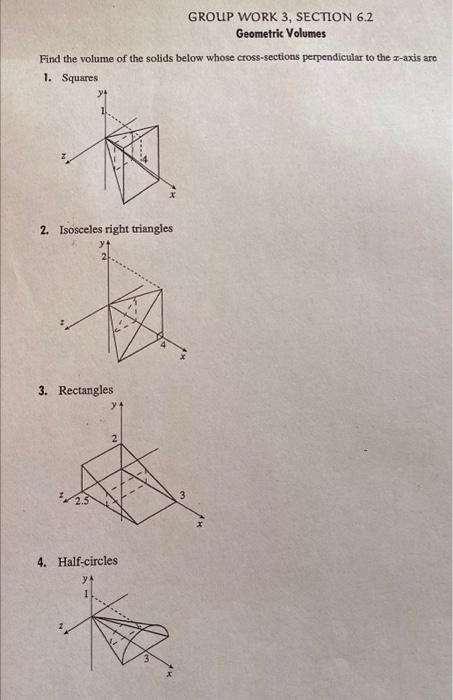 Solved Find the volume of the solids below whose | Chegg.com
