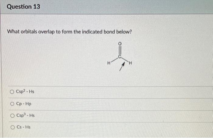 Solved What orbitals overlap to form the indicated bond | Chegg.com