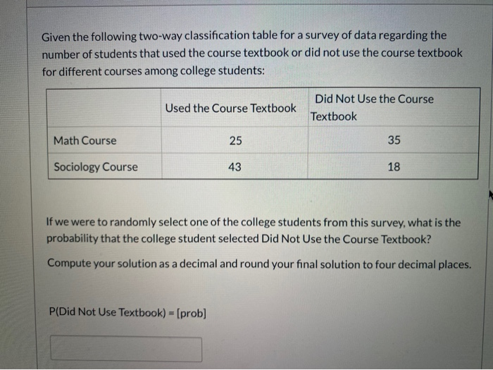 Solved Given the following two-way classification table for | Chegg.com