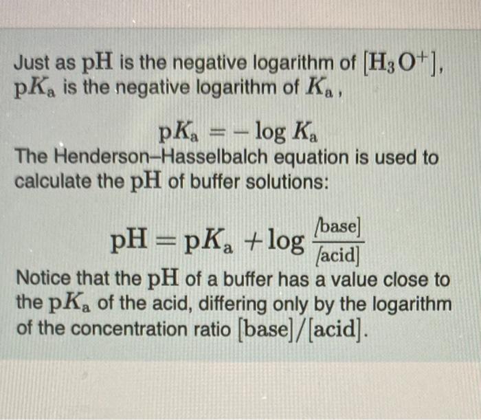 Solved Just as pH is the negative logarithm of [H3O+], pK, | Chegg.com