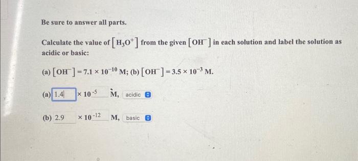 Solved Be sure to answer all parts. Calculate the value of | Chegg.com