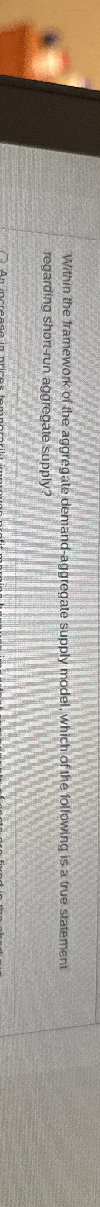 Solved Within the framework of the aggregate | Chegg.com