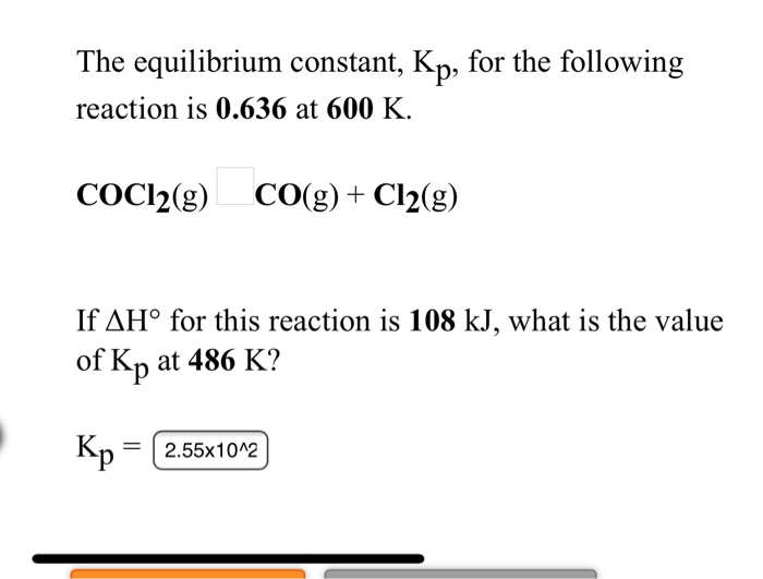 Solved The equilibrium constant, Kp, for the following | Chegg.com