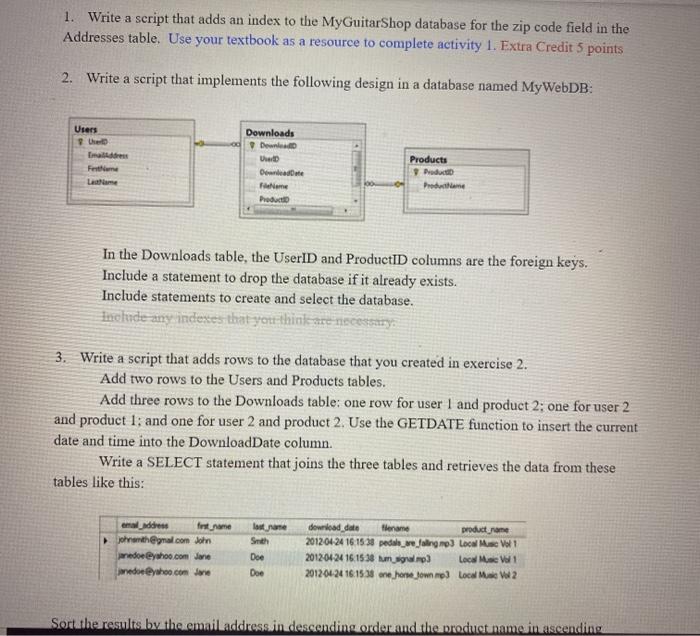 Solved 1 Write A Script That Adds An Index To The 