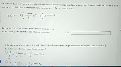Solved An ahltom of mass m in a one-dimensional harmonic | Chegg.com