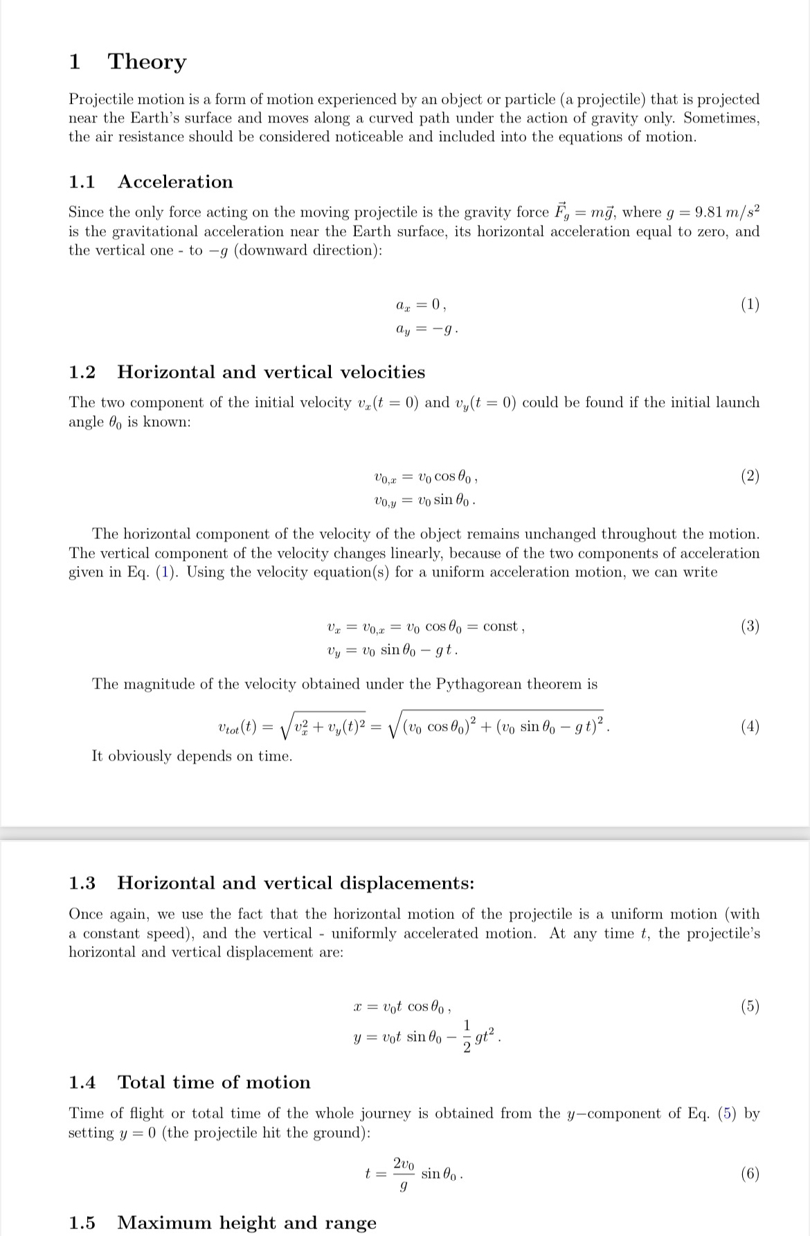 Solved 1 ﻿TheoryProjectile motion is a form of motion | Chegg.com