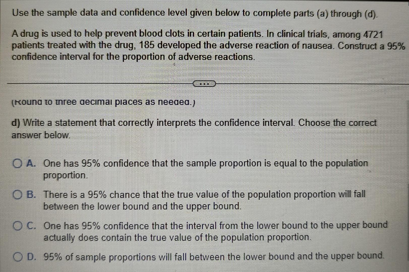 Solved Use the sample data and confidence level given below | Chegg.com