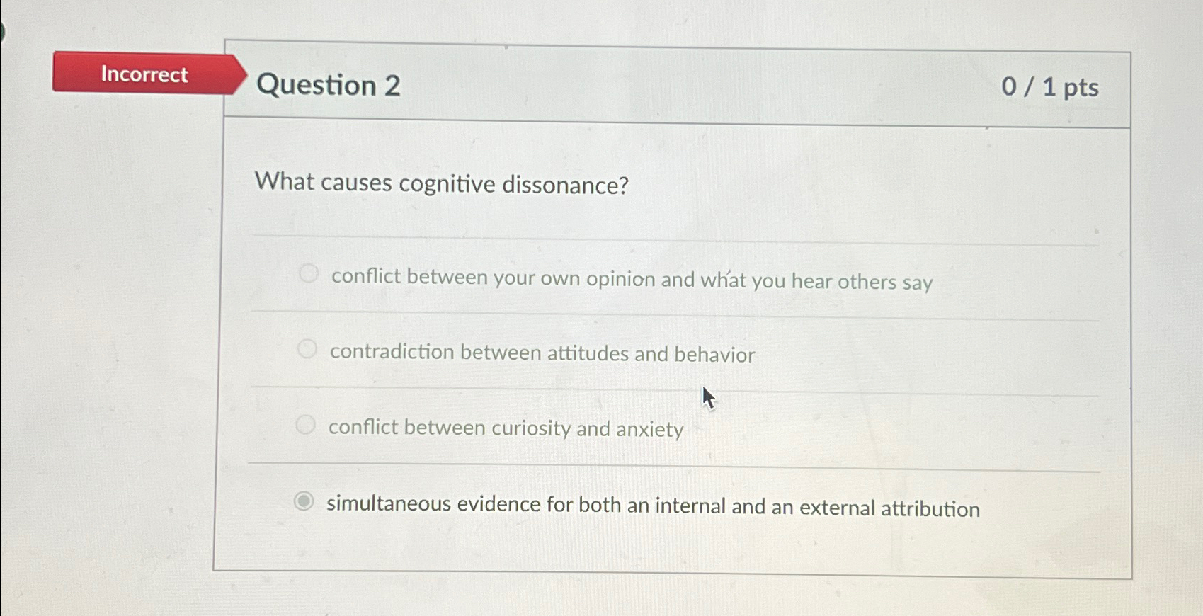 Solved IncorrectQuestion 201ptsWhat causes cognitive | Chegg.com