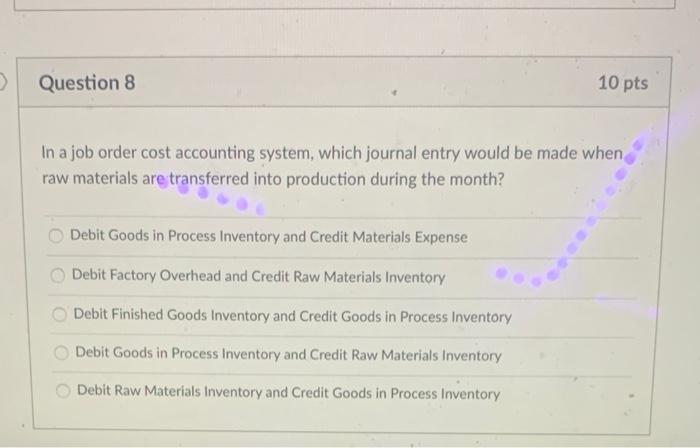 Solved In a job order cost accounting system, which journal | Chegg.com