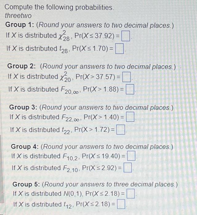 Solved Compute the following probabilities. threetwo Group | Chegg.com