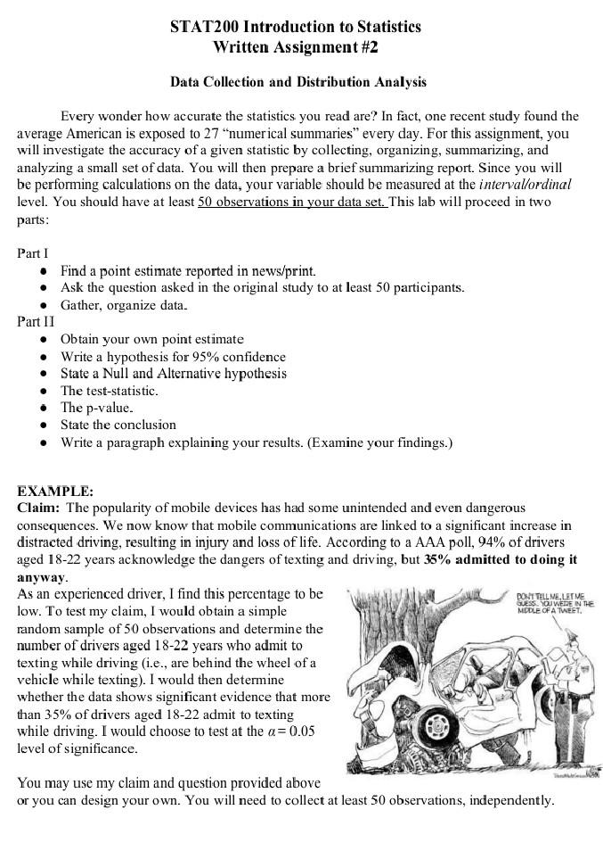 Solved STAT200 Introduction to Statistics Written Assignment | Chegg.com