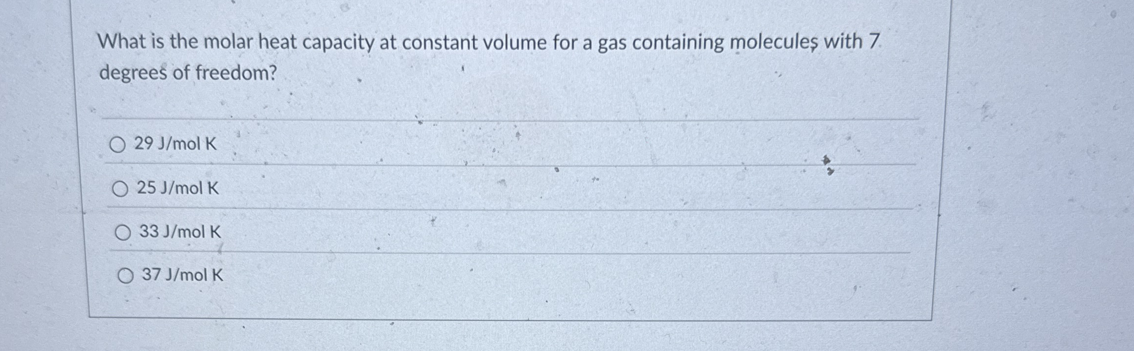 Solved What is the molar heat capacity at constant volume | Chegg.com
