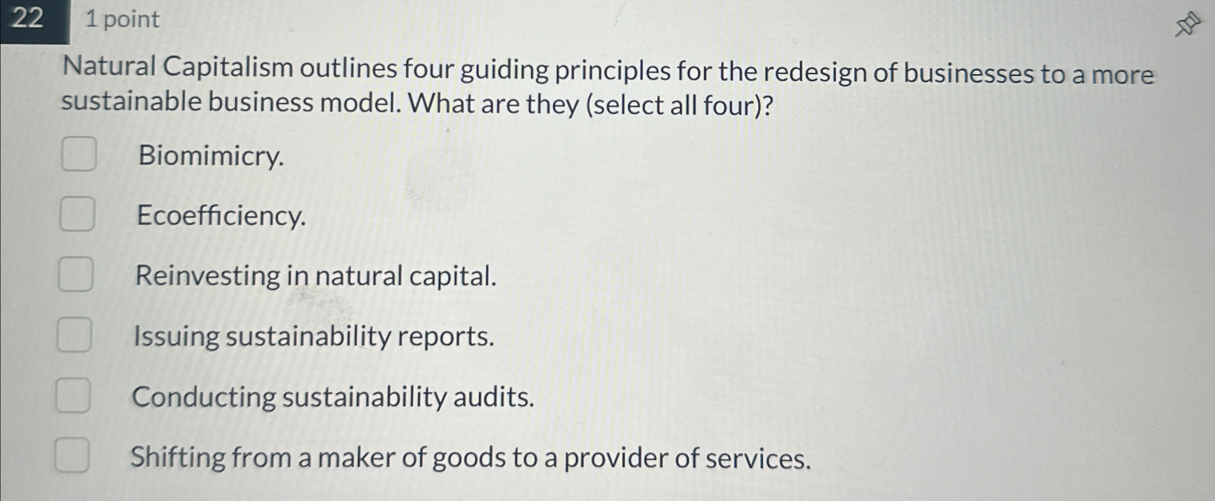Solved 221 ﻿pointNatural Capitalism outlines four guiding | Chegg.com