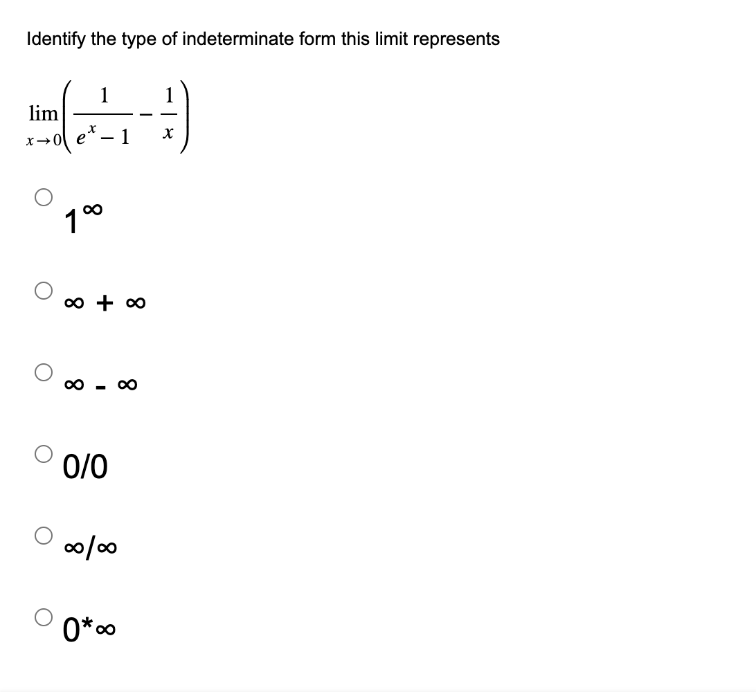 Solved Identify the type of indeterminate form this limit | Chegg.com