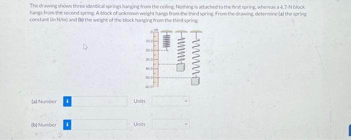 The drawing shows three identical springs hanging | Chegg.com