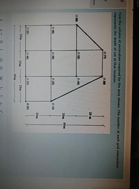 Solved 1 Find the volume of excavation required for the area | Chegg.com