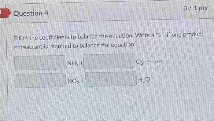 Solved Fill in the coefficients to balance the equation. | Chegg.com