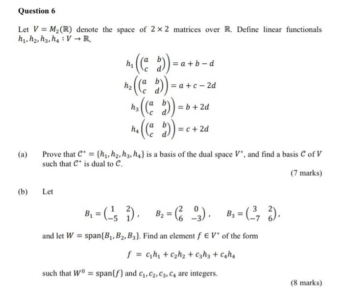 Solved Let V=M2(R) denote the space of 2×2 matrices over R. | Chegg.com