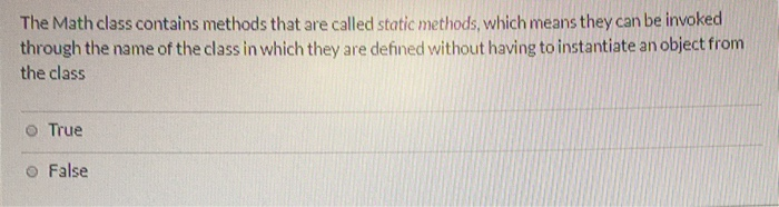 Solved The Math class contains methods that are called | Chegg.com