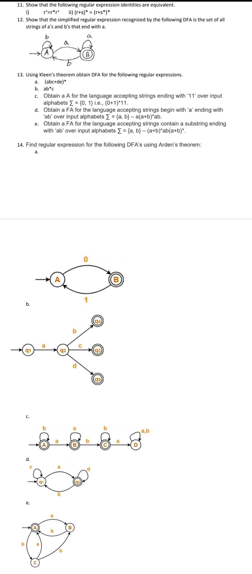 Solved 11. Show that the following regular expression | Chegg.com