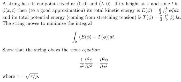 Solved A string has its endpoints fixed at (0,0) and (L,0). | Chegg.com