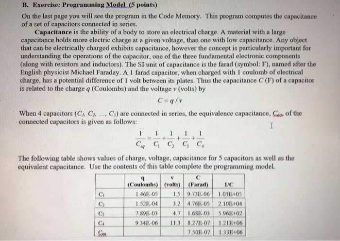 Solved B. Exercise: Programming Medel (5 points) On the last | Chegg.com