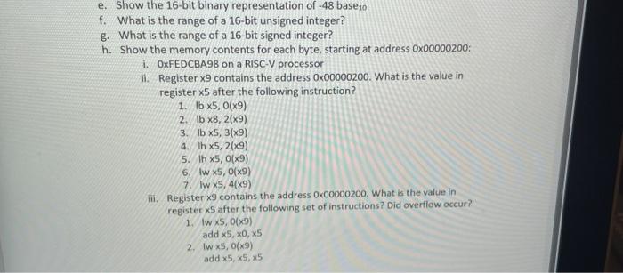 Solved e. Show the 16-bit binary representation of -48 | Chegg.com