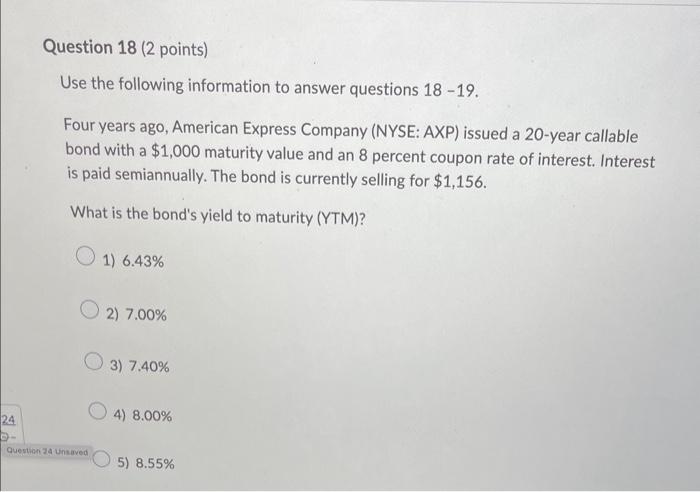 Solved Use the following information to answer questions | Chegg.com