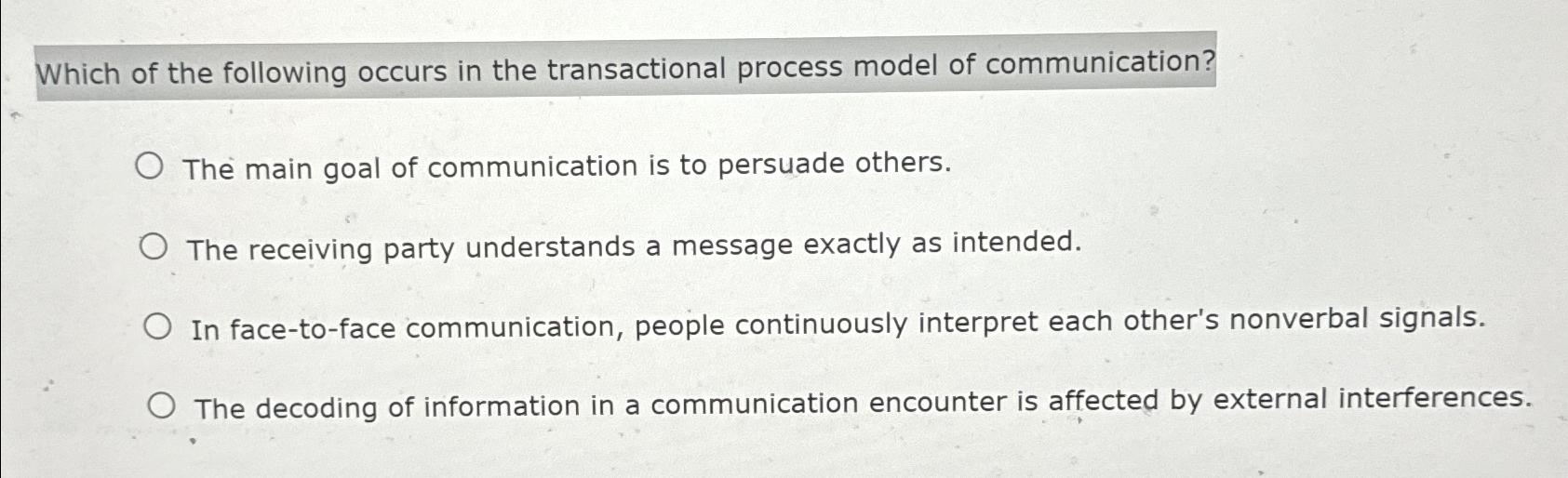Solved Which of the following occurs in the transactional | Chegg.com