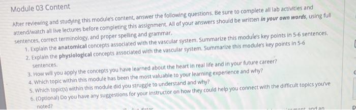 Solved Module 03 Content After reviewing and studying this | Chegg.com